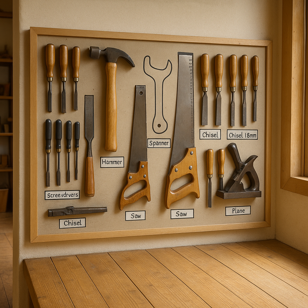 Tidy tool board on wall